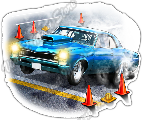 Muscle Car Go Burnout Race Wheel Racing Burn Car Bumper Vinyl Sticker ...