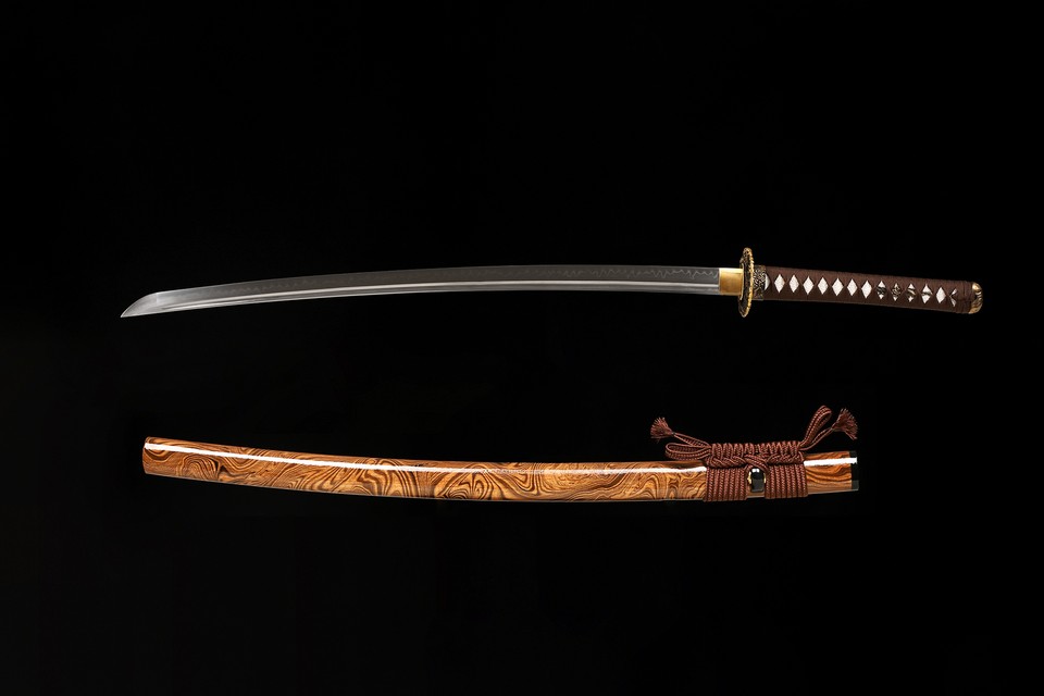 T10 Steel Clay Tempered Katana Samurai Sword Full Tang Razor Sharp Real ...