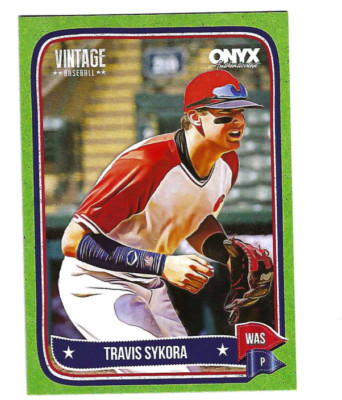 TRAVIS SYKORA 2024 ONYX VINTAGE BASEBALL PROSPECT CARD GREEN BORDER /50 ...