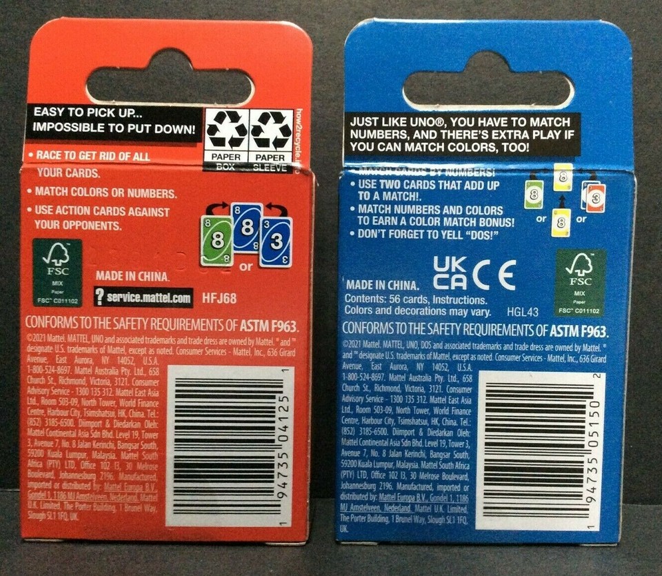 UNO GO & DOS GO Mini Card Games ~ LOT OF TWO (2) Pocket Sized. NEW ...