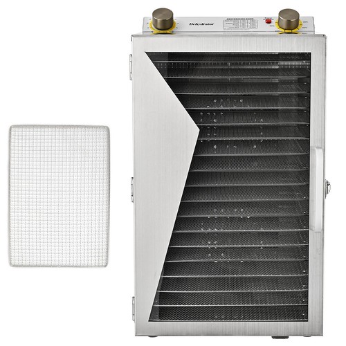 18 Trays Food Dehydrator Machine 304 Stainless Steel 2 Heating Element ...