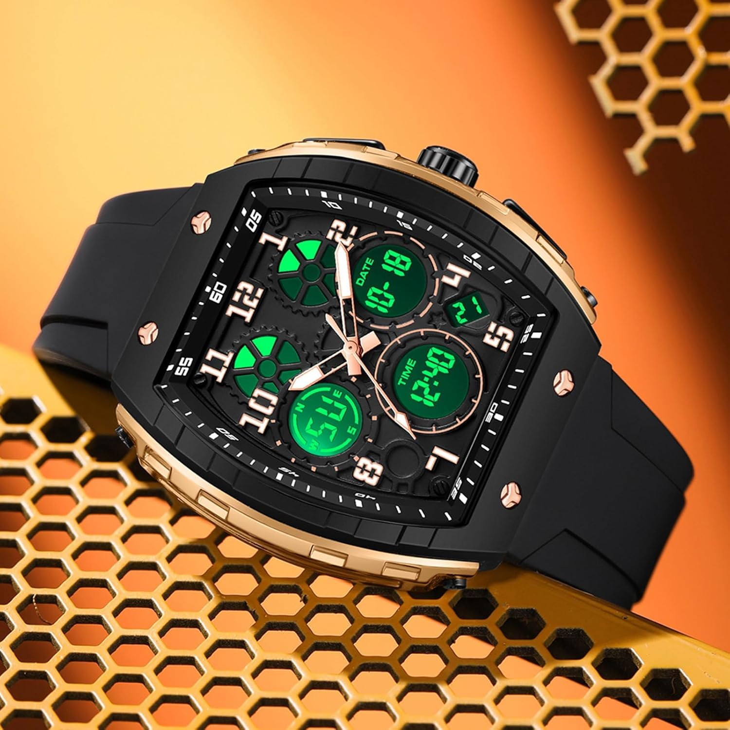 Designer Men's Watch – Rectangle Dial, Digital Analog, Stopwatch ...