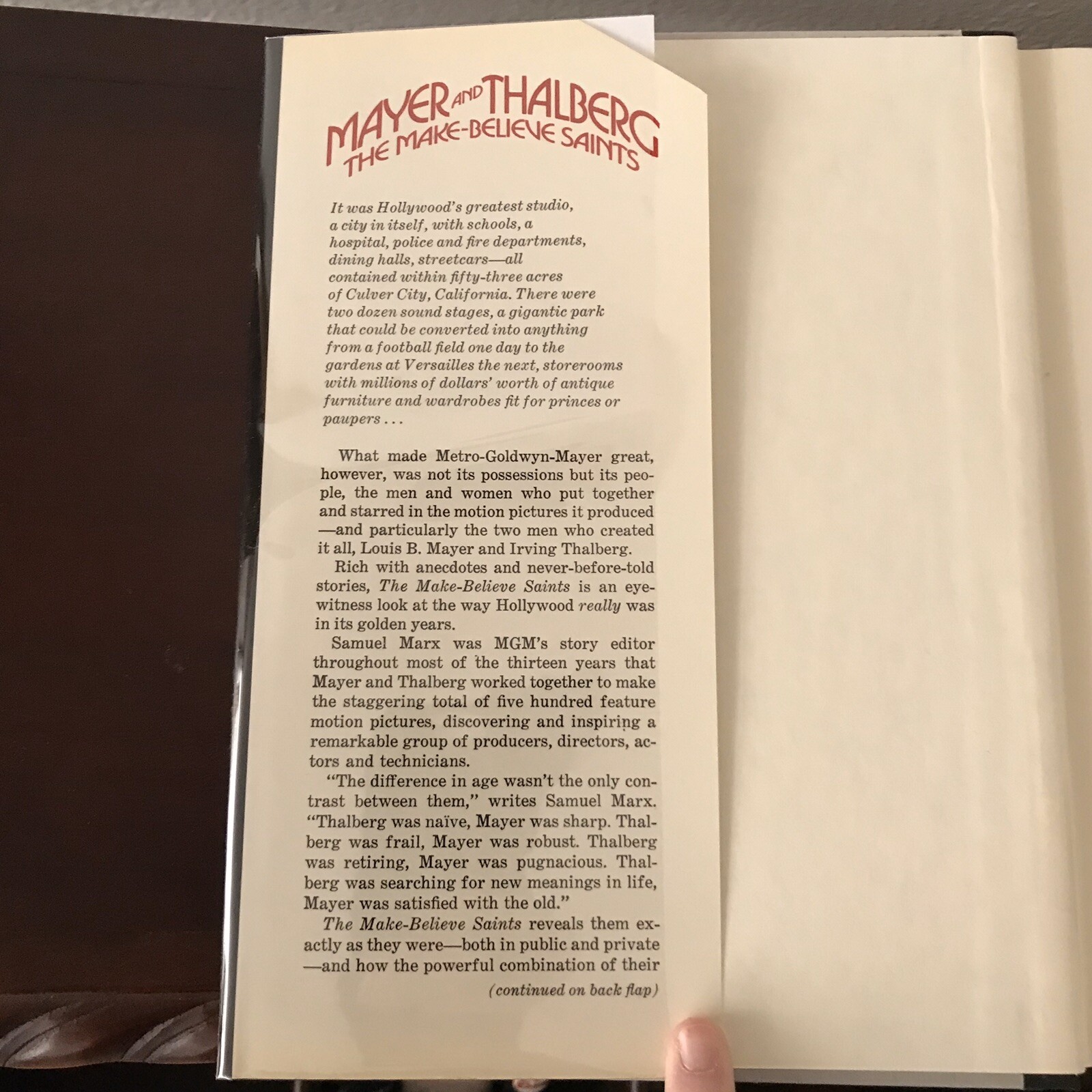 MAYER AND THALBERG Samuel Marx SIGNED 1st MGM Hollywood Golden Age ...