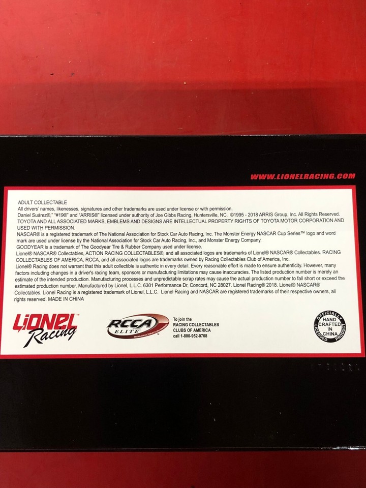 DANIEL SUAREZ 1:24 DIECAST #19 PEAK 2018 CAMRY 1 OF 517 MADE ...