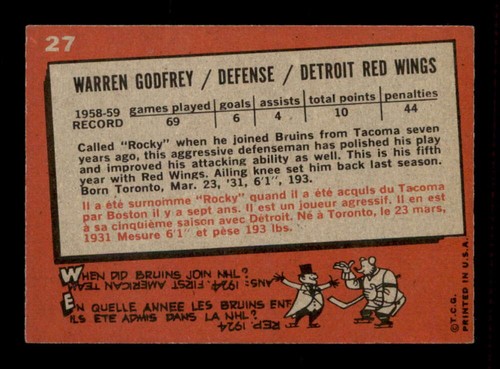 1959 Topps #27 Warren Godfrey EXMT X2717509 | eBay