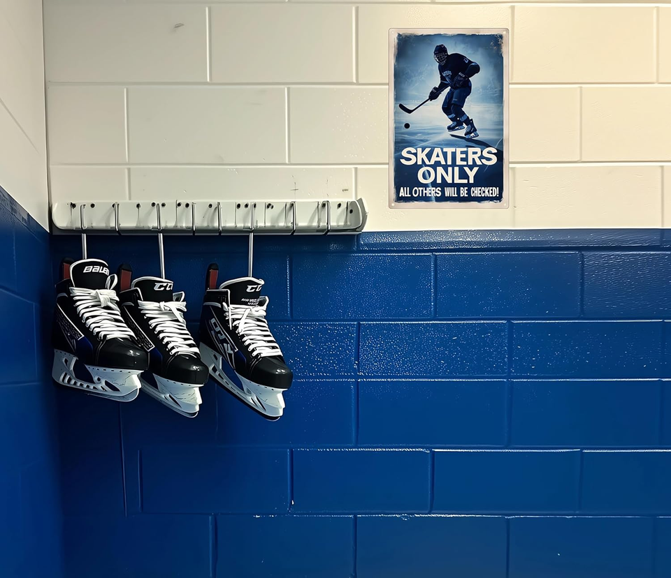 Hockey Wall Sign – “Skaters Only, All Others Will Be Checked” Funny Tin Sign 8X1 | eBay