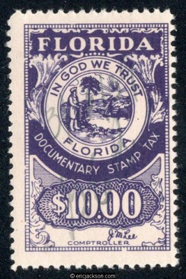 Florida Documentary Tax Stamp, FL D21 used, F-VF | eBay