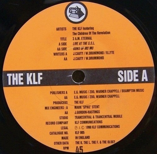 KLF - 3 A.M. Eternal Live At The S.S.L. - Used Vinyl Record 7 - E12198z ...
