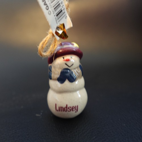 Lindsey Personalized Christmas Ornament Snowman Name Kidcore Folk Art ...