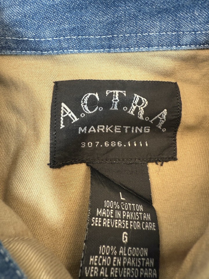 ACTRA 20th Anniversary Team Roping Shirt Men’s L Western Cowboy Tan ...