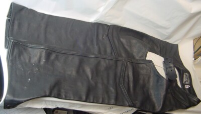CALIFORNIA LEATHER CREATIONS HIGH END BLACK LEATHER MOTORCYCLE CHAPS ...