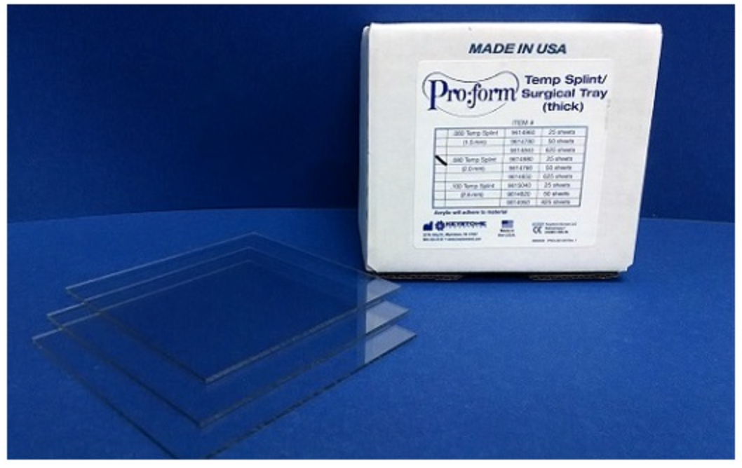 KEYSTONE PROFORM SPLINT MATERIAL 0.030" (1.0 MM) 5" X 5" CLEAR 25/BOX ...