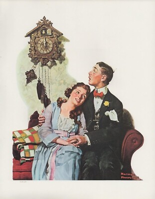 1977 VINTAGE "COURTING COUPLE AT MIDNIGHT" NORMAN ROCKWELL MINI POSTER ...