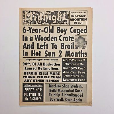 Midnight Magazine Tabloid Newspaper 1970 Abortion Pill Charles Atlas ...