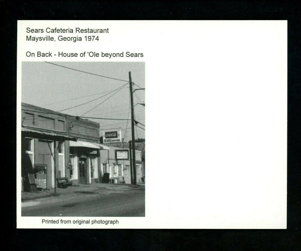 Georgia GA real photo postcard RPPC Maysville, Sears Cafeteria ...