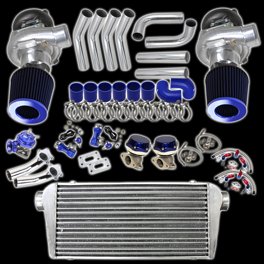 Universal High Performance Twin Turbo Charger Kit T3T4 | Silver | 1 ...