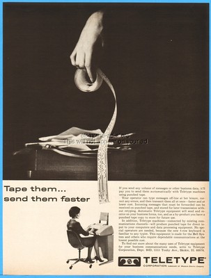 1964 Teletype Machine Punched Tape Computer Data Communication Skokie IL Ad | eBay