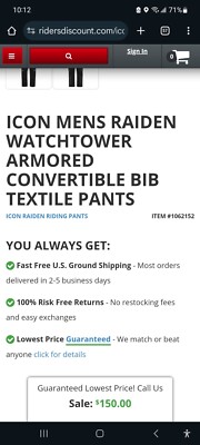 Icon Mens Raiden Watchtower Armored Convertible Bib Textile Pants | eBay