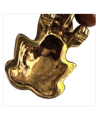 Vintage Sterling Silver Gold Vermeil Red Jasper Frog Bead Necklace ...