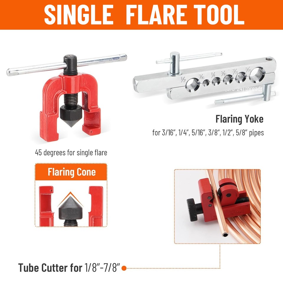 New Brake Line Repair Kit 3/16 25 FT Pipe Single Flaring Tool 22 Nuts ...