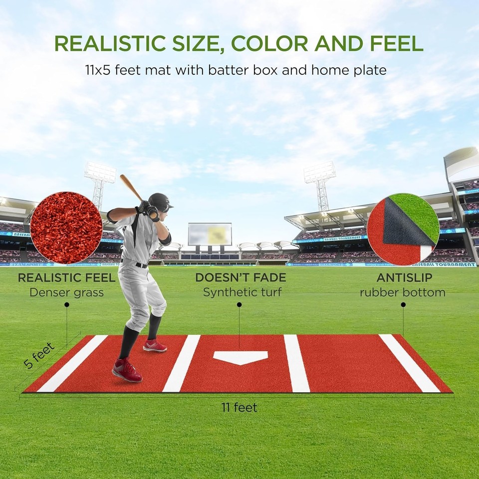 ZivPlay Batting Mat Baseball Hitting Mat Baseball Batting Cage Mat 12 ...
