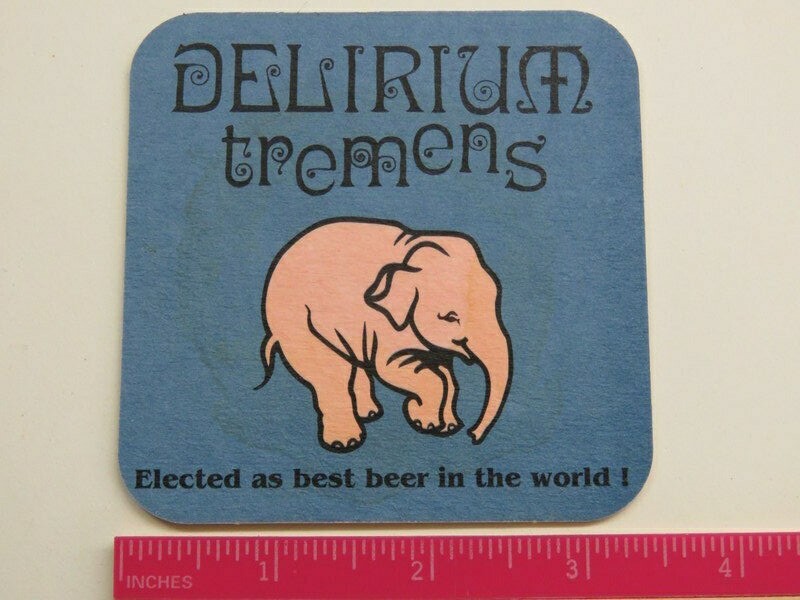 BELGIAN Beer Coaster ~ Brouwerij HUYGHE DELIRIUM Tremens Bier ~ Pink ...