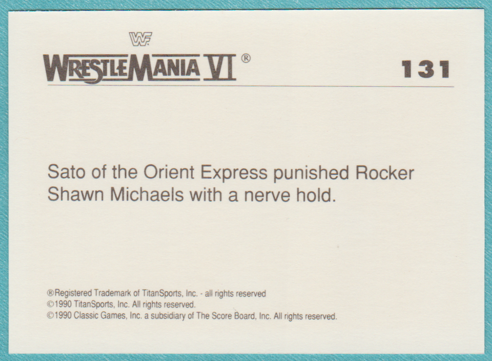 ☘️ 1990 Classic WWF Shawn Michaels and Sato History Of Wrestlemania VI ...