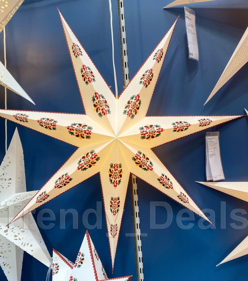 Ikea STRALA Star Light Pendant / Table Lamp Shade, White/Folklore 35 ...