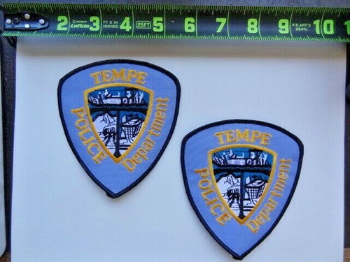2 - Tempe Police Department, Arizona AZ Patches Set Blue Yellow Ski Etc ...