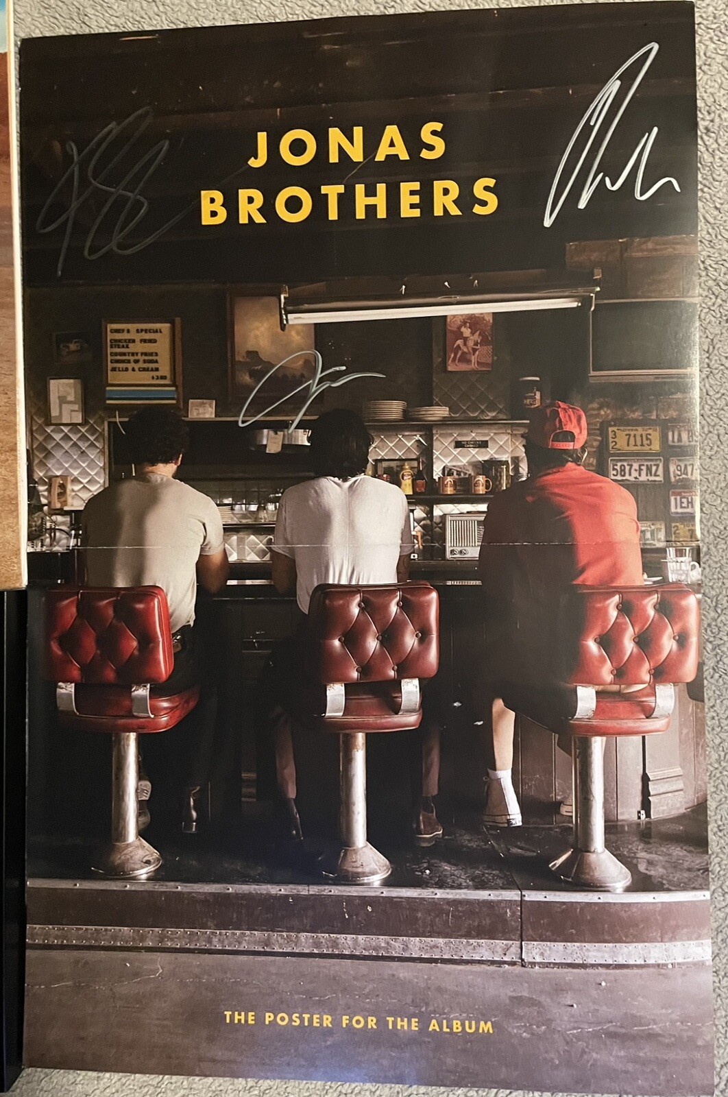 Jonas Brothers Autographed Framed CD And Poster With “The Album” Vinyl ...