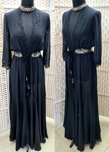 Michal Negrin Full-Length Elegant Black With Lace Dress Size - 38 - NWT ...