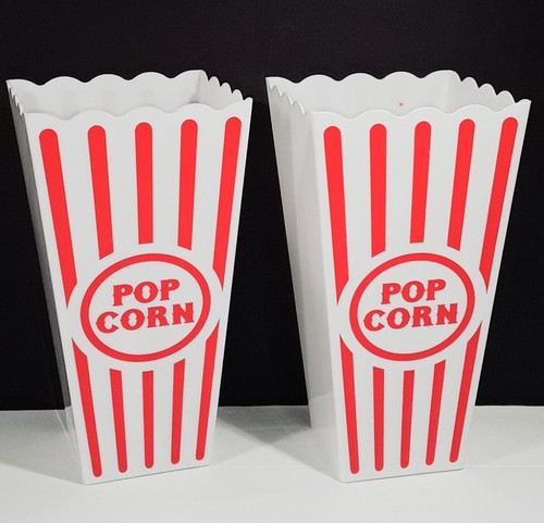 2 Tubs Retro Popcorn Buckets Reusable Bowls Movie Tub Plastic 3.5 Cup ...