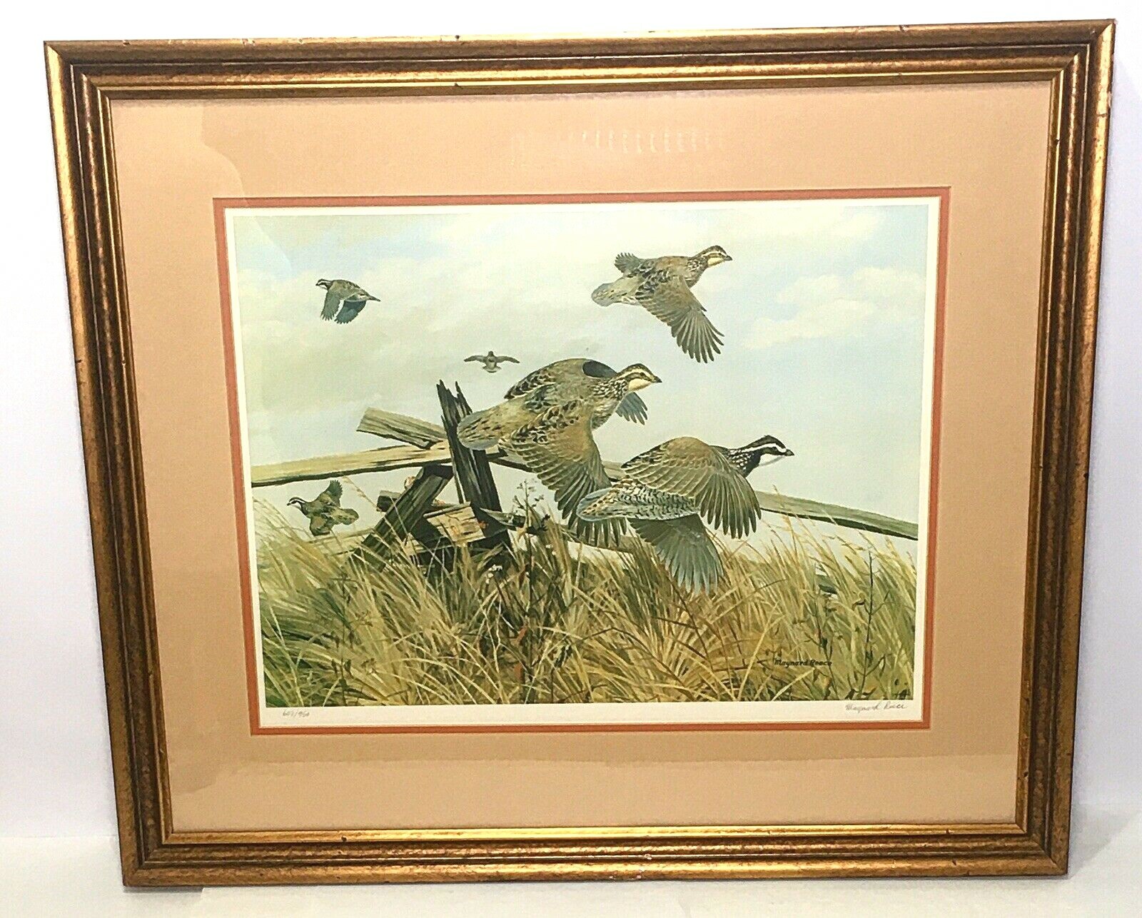 Maynard Reece The Rail Fence Bobwhites Quail Artist Signed Framed # 607 ...