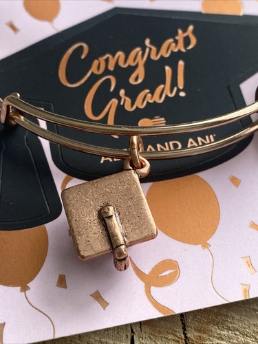 NWT ALEX AND ANI "Graduation Cap" Rose Gold Adjustable Bracelet w/Card ...