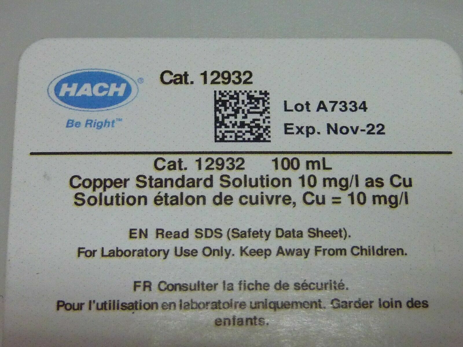 Hach Copper Standard Solution 10mg/l 100ml 12932 | eBay