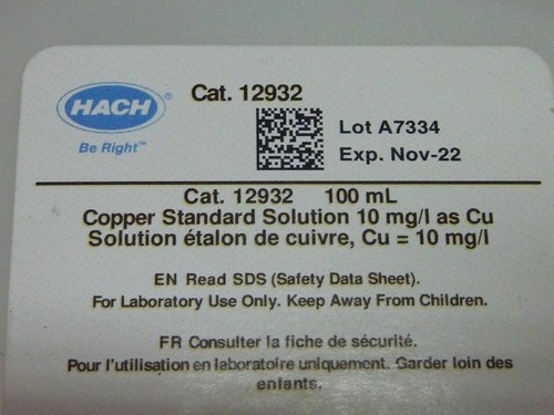 Hach Copper Standard Solution 10mg/l 100ml 12932 | eBay