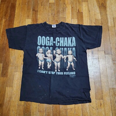 Vtg 90s Dancing Babies Ooga Chaka T-shirt L Black Faded Distressed ...