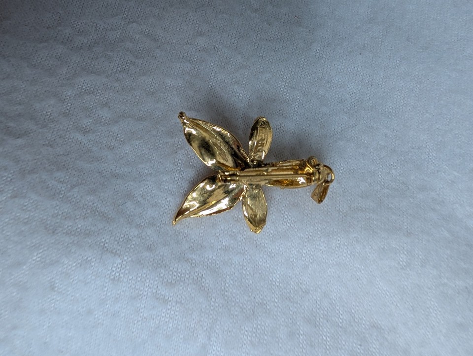 Vintage 22K Gold Plated Flower Brooch Pin & Pendant Convertible Marked ...