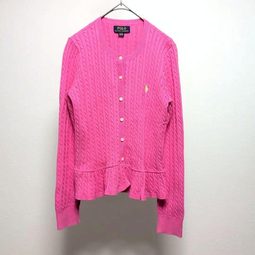 Polo Ralph Lauren Ruffle Cable Knit Cardigan Pink Used Japan | eBay