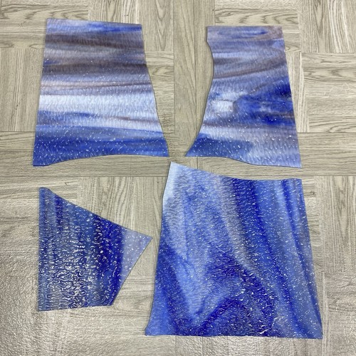 Lot Of Stained Glass Sheet Slab Panel Raw Blues/whites/purple Imperfect ...