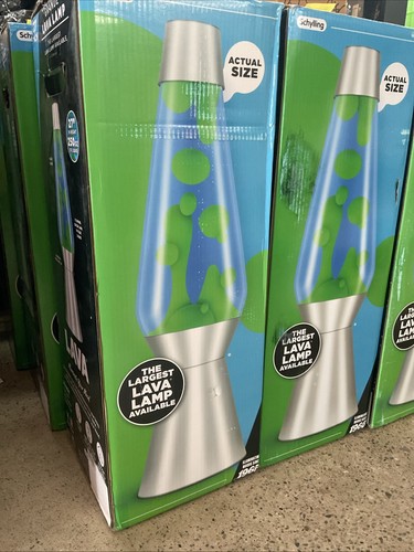 Lava The Original 27-inch Silver Base Grande Lava Lamp - Green/blue ...