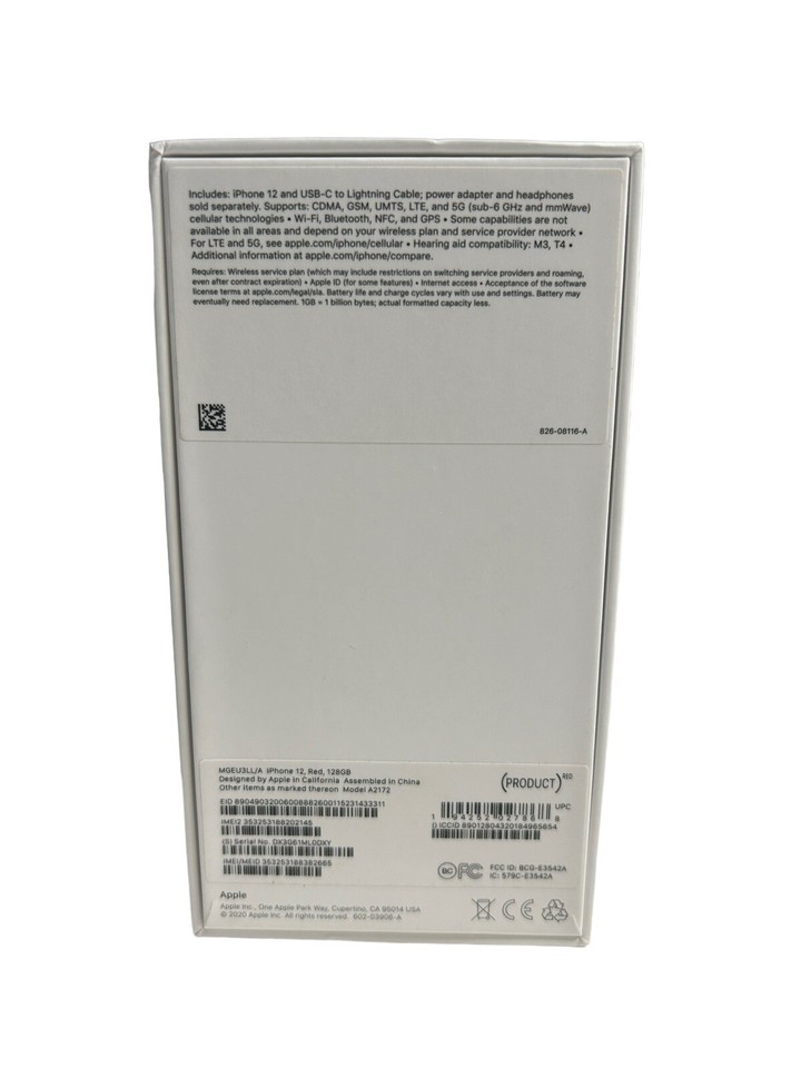 iPhone 12 Box ONLY, Product Red Color, 128gb | eBay