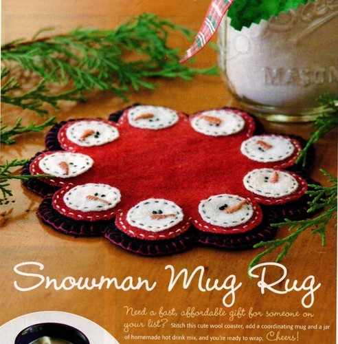 Snowman Mug Rug Quilt Pattern Pieced/Applique KB | eBay