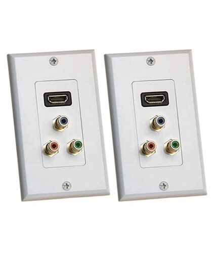 2x 1-Gang HDMI & 3-RCA RGB Component Video Wall Plate Outlet Jack HDTV ...