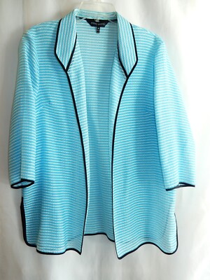 MING WANG TURQUOISE /BLACK / WHITE LIGHTWEIGHT KNIT JACKET IN SIZE M | eBay