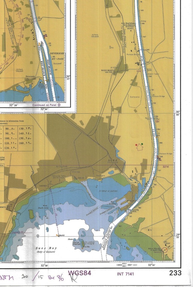 Admiralty 233 Egypt Suez Canal (Qanat As Suways ) Map Chart Maritime ...