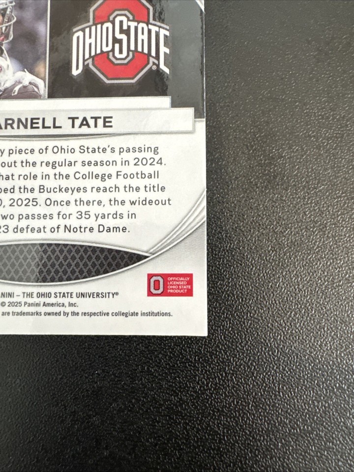 2025 Panini Prizm Ohio State Carnell Tate Trophy Hunting Insert Card # ...