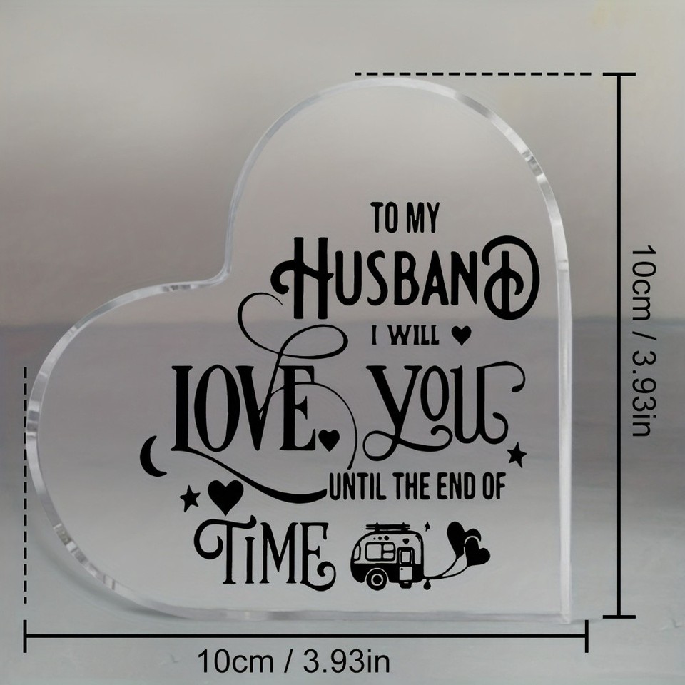 Spouse Heart Plaque Retro Camping Element Eternal Love Tabletop Decor ...