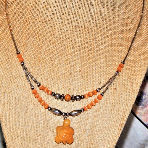 Vintage Silver Cat's Eye, Picture Jasper & Carved Honey Jade Turtle ...
