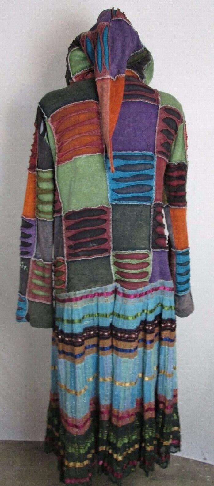 Custom Upcycle Full Length Multicolored Coat Women's Jacket with Hood ...
